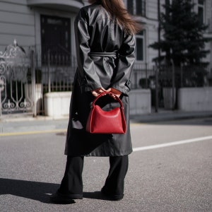 Red Leather Crossbody Bag, Red Leather Handbags, Red Fashion Shoulder ...