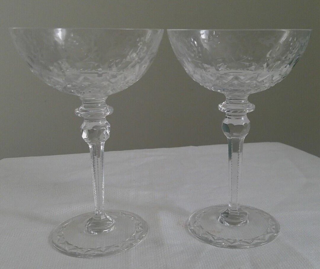 Rogaska Gallia Cut Crystal Champagne/ Tall Sherbet Glasses 7-1/8”set of ...