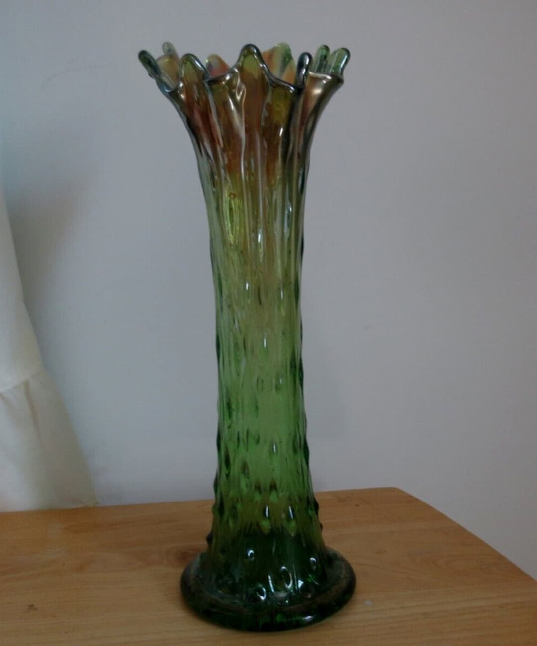 Vintage Green Carnival Glass Tree Trunk Vase - Etsy
