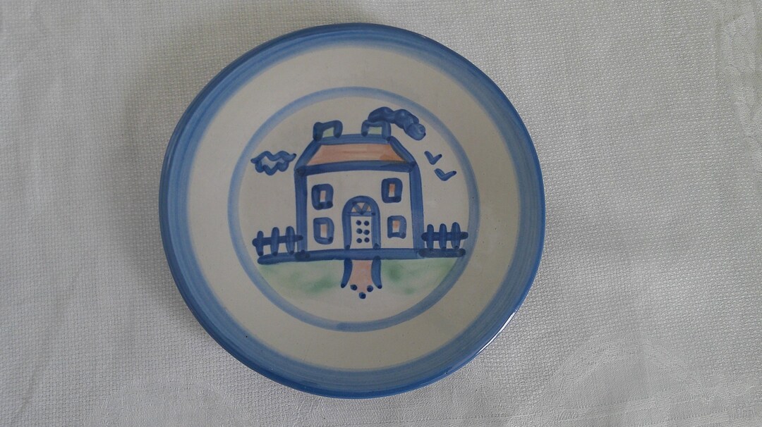 Vintage M A Hadley Stoneware Pottery House 7.5 Inch Salad Plate - Etsy