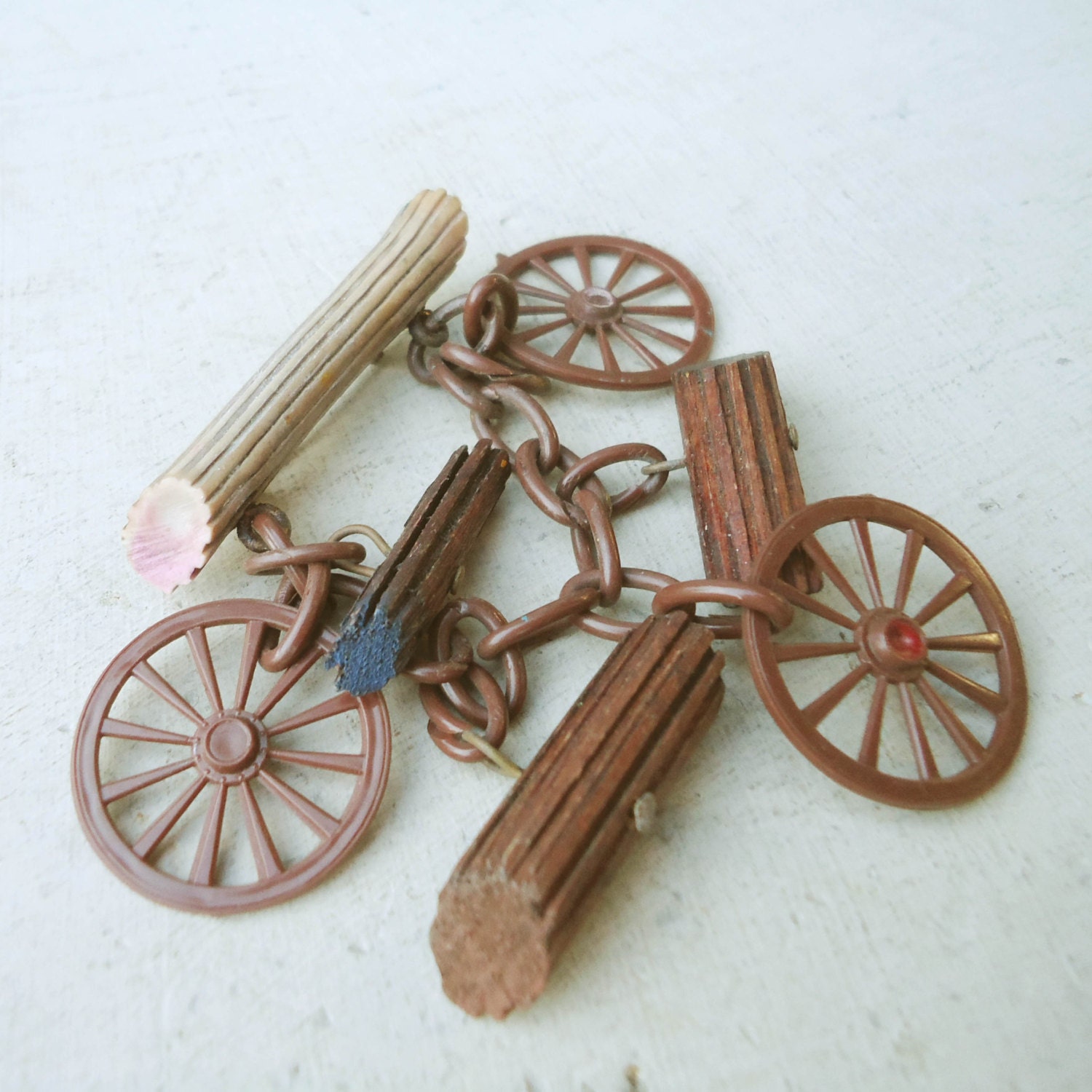 Vintage Art Deco Era Celluloid Western Brooch Dangle Logs - Etsy