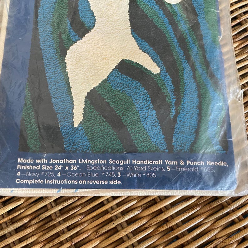 Vintage 1970s Punch Needle Rug DIY Kit Jonathan Livingston Seagull ...