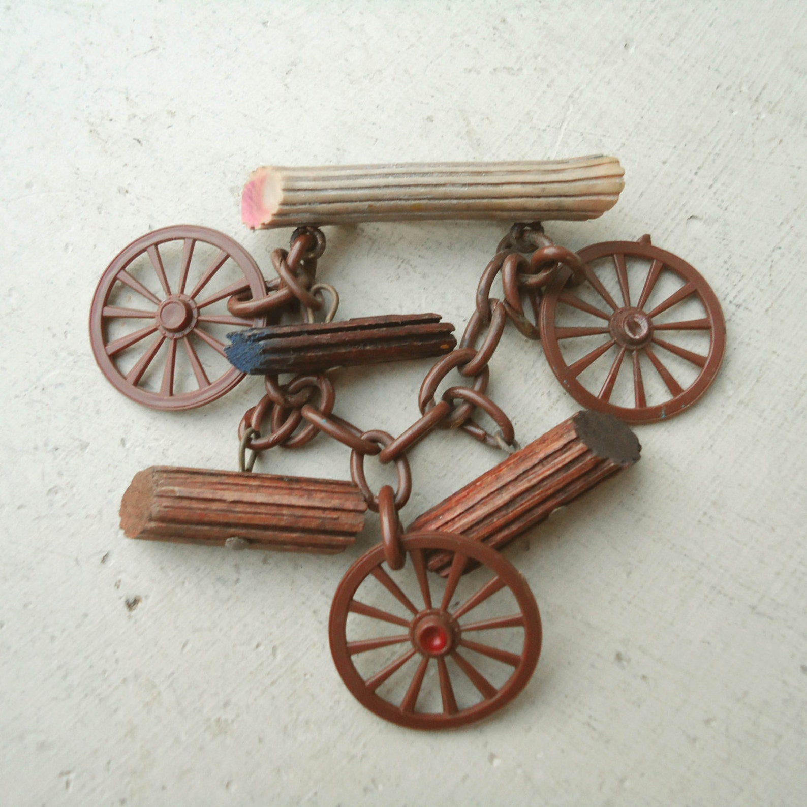 Vintage Art Deco Era Celluloid Western Brooch Dangle Logs - Etsy