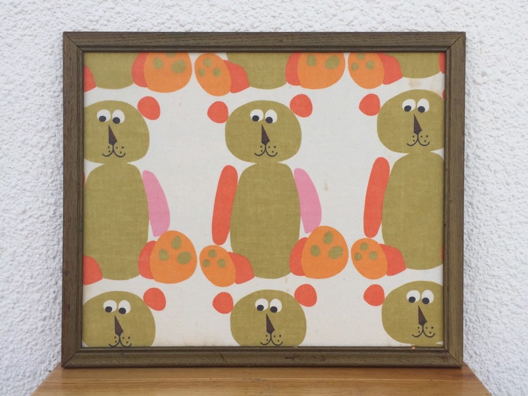Vintage Framed Scuda Teddy Bear Bedsheet Wall Art - Etsy