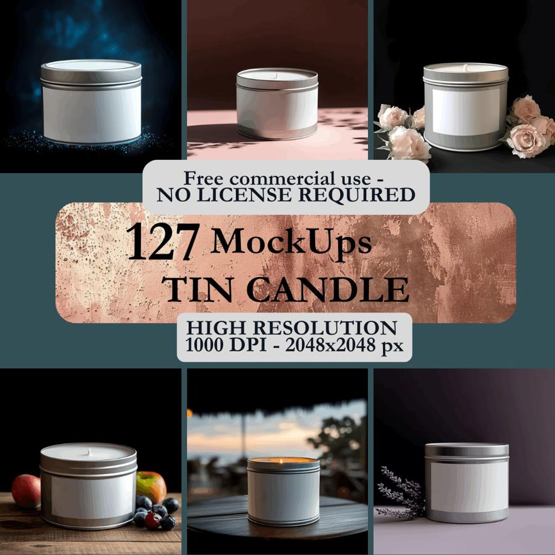 Candle Mockup for in the Tin Candles, Smart Object for Sellers to ...