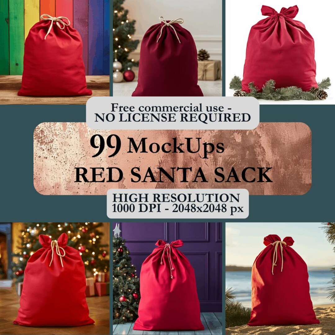 Red Santa Sack Mockup, Westford Mill Sack W115, Smart Object for ...