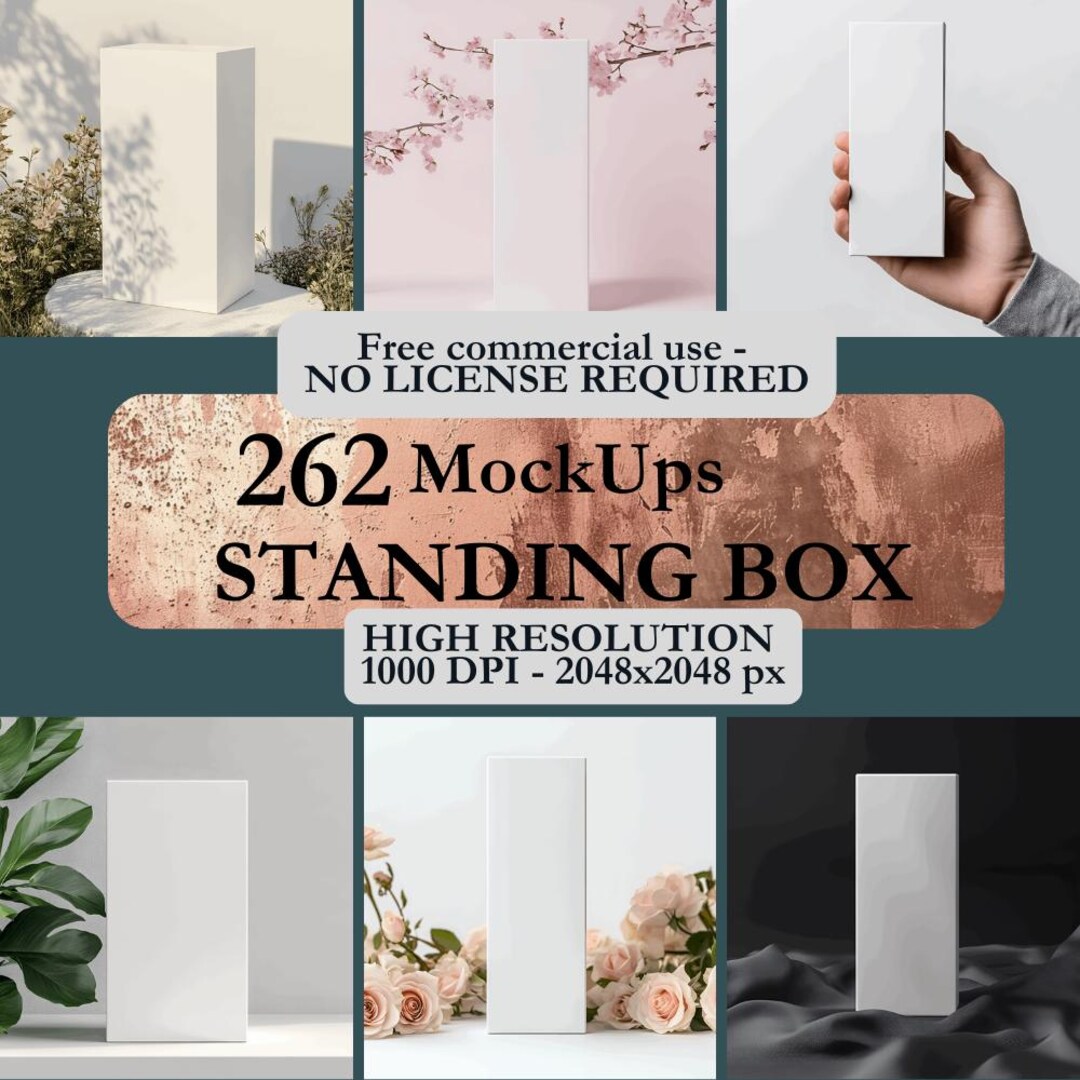 Standing Box Mockup, Cosmetic Packaging Mock up for Cream or Perfume ...
