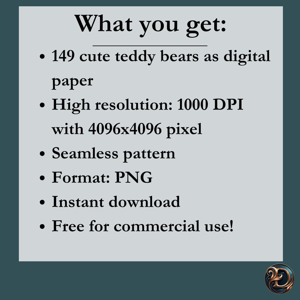 Teddy Bear Digital Paper: 149 High-resolution Seamless Cliparts, Bundle ...