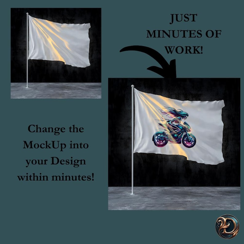 Flag Mockup, Rectangular Banner on a Pole, Smart Object for Sellers ...