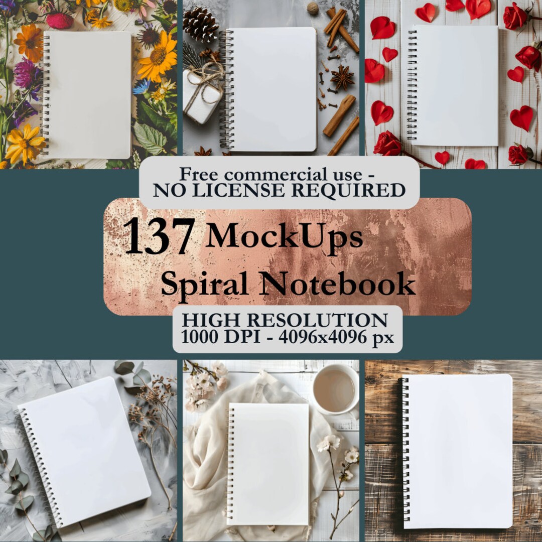 Notebook Mockup for Spiral Journals and Diaries, Cover Template, Smart ...
