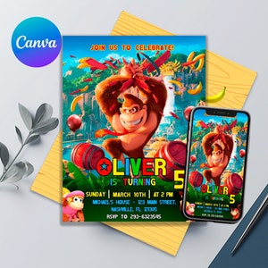 Donkey Kong Birthday Invitation, Printable Editable Party Invite ...