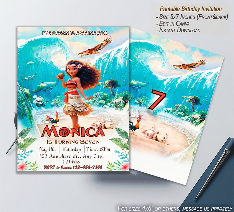 Moana Birthday Invitation Editable & Printable Template Enchanting ...