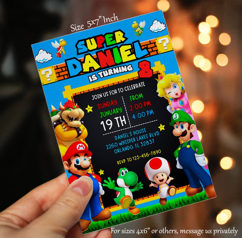 Mario Bros Birthday Invitation, Super Mario Bros Invitation , Printable ...