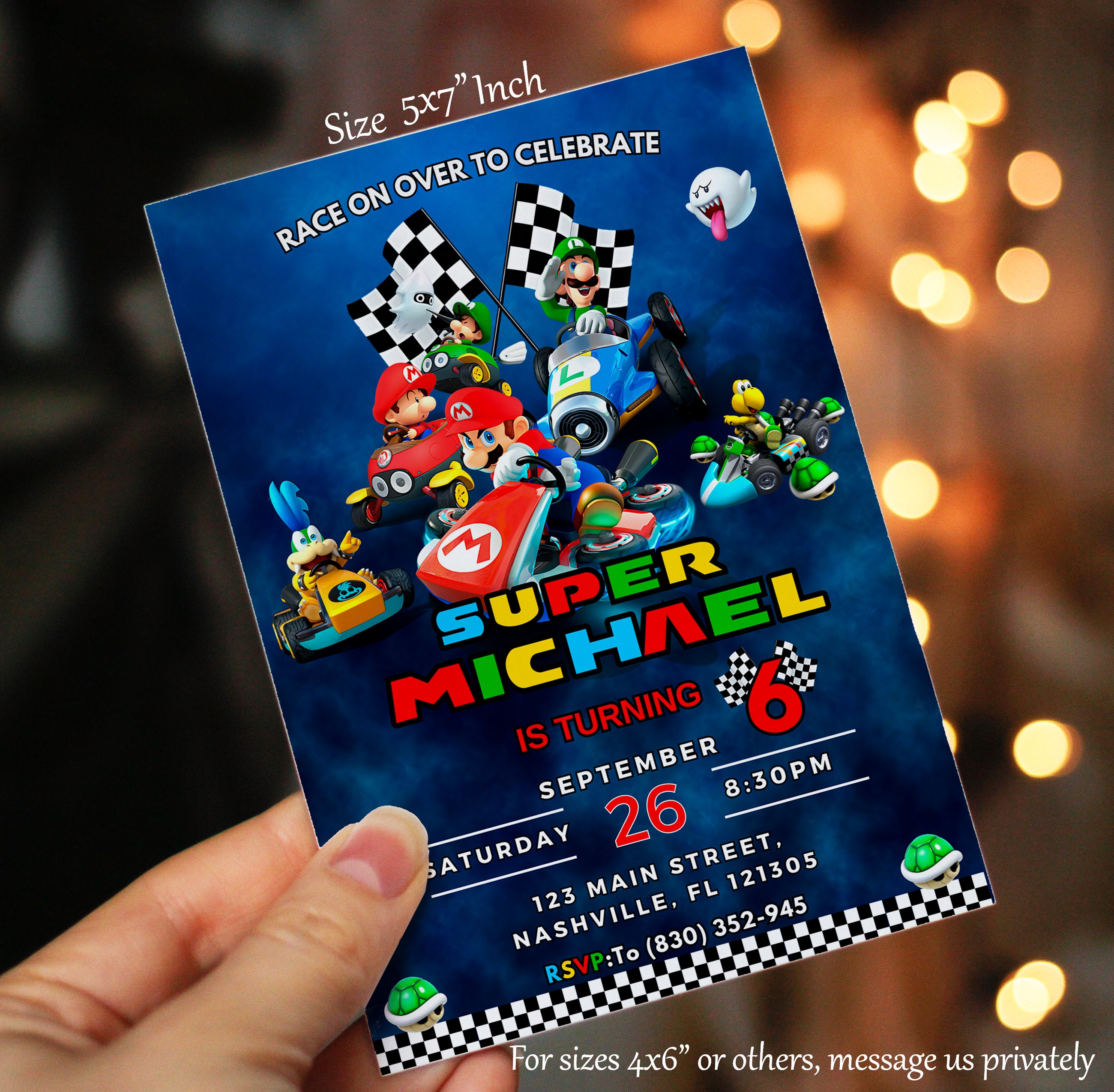 Mario Kart Birthday Invitation - Super Mario Kart Theme - Printable ...