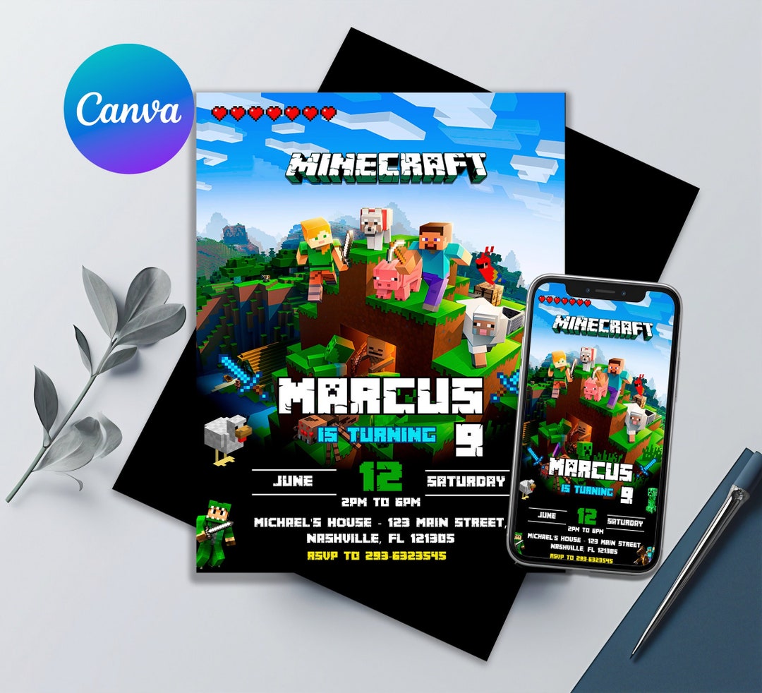 Invitación de cumpleaños de Minecraft, impresionante Fiesta de ...