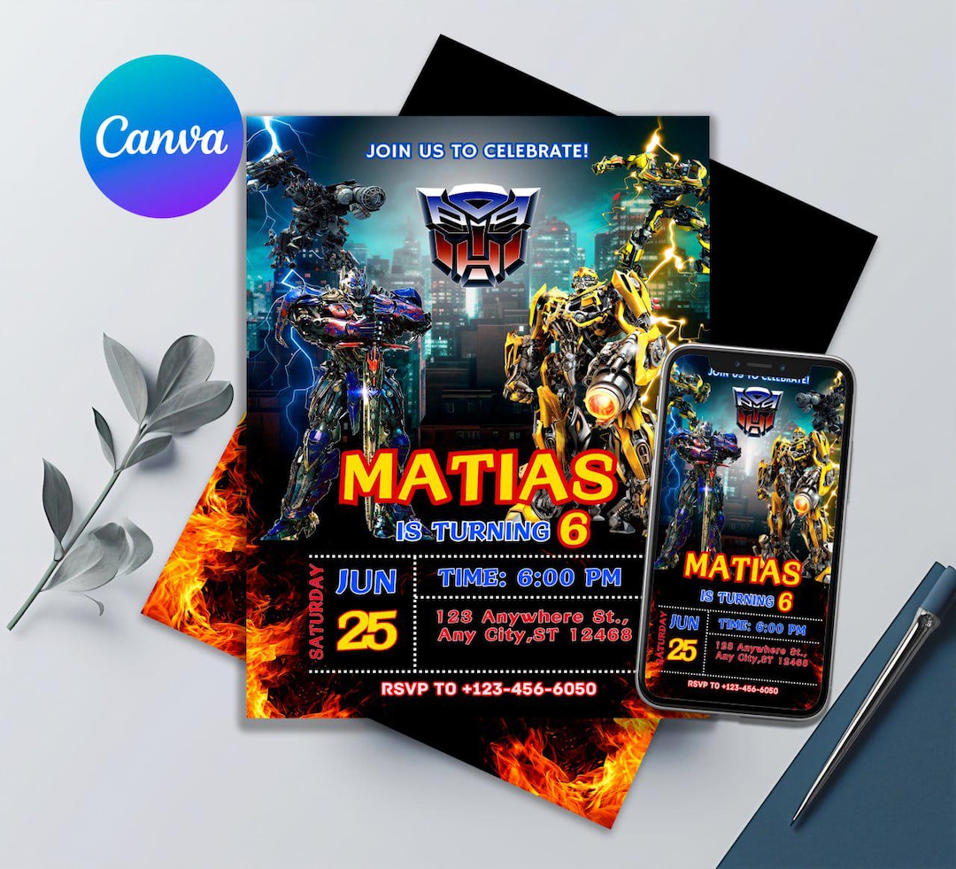 Invitación de cumpleaños de Transformers / Editable e imprimible ...