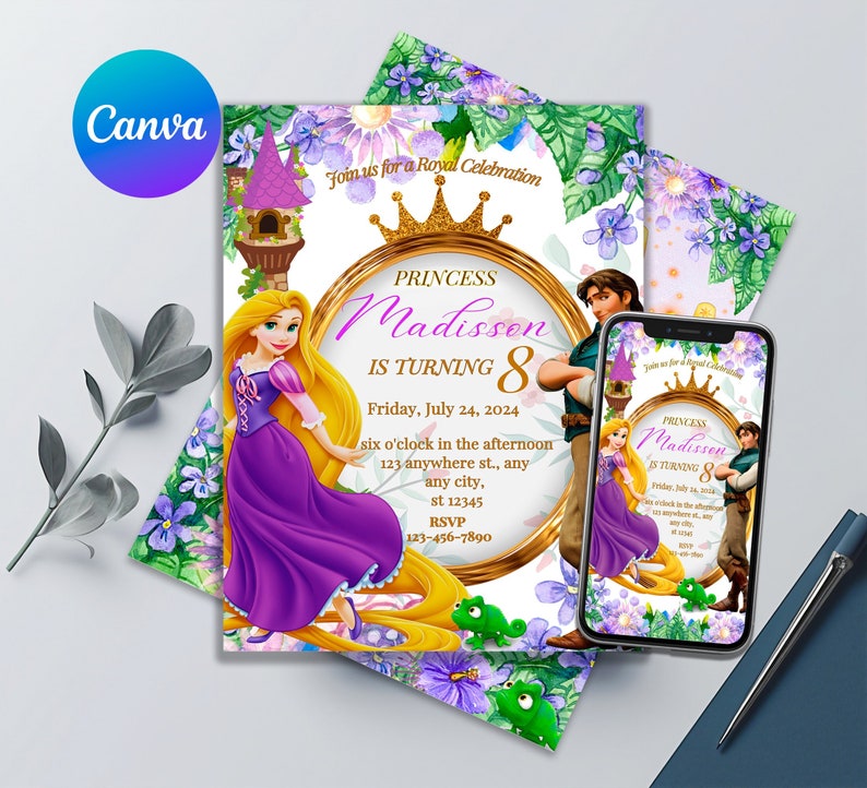 Rapunzel From Tangled Birthday Invitation Birthday Invite Printable ...