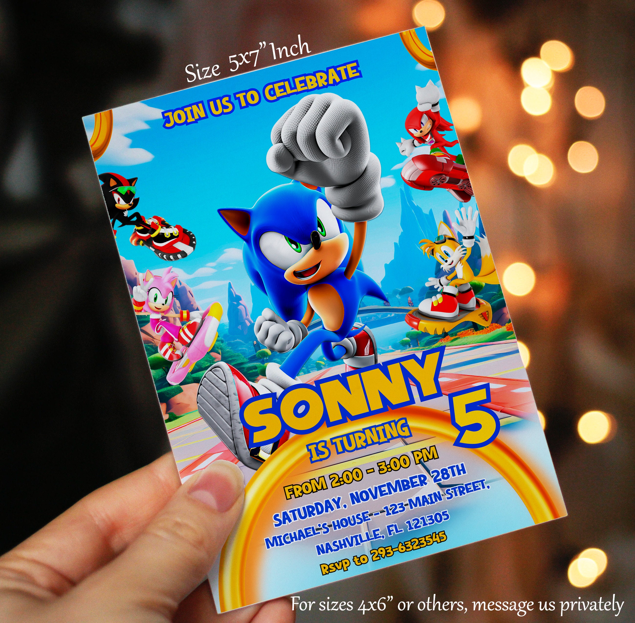 Sonic Birthday Invitation, Awesome Sonic the Hedgehog Party, Printable ...