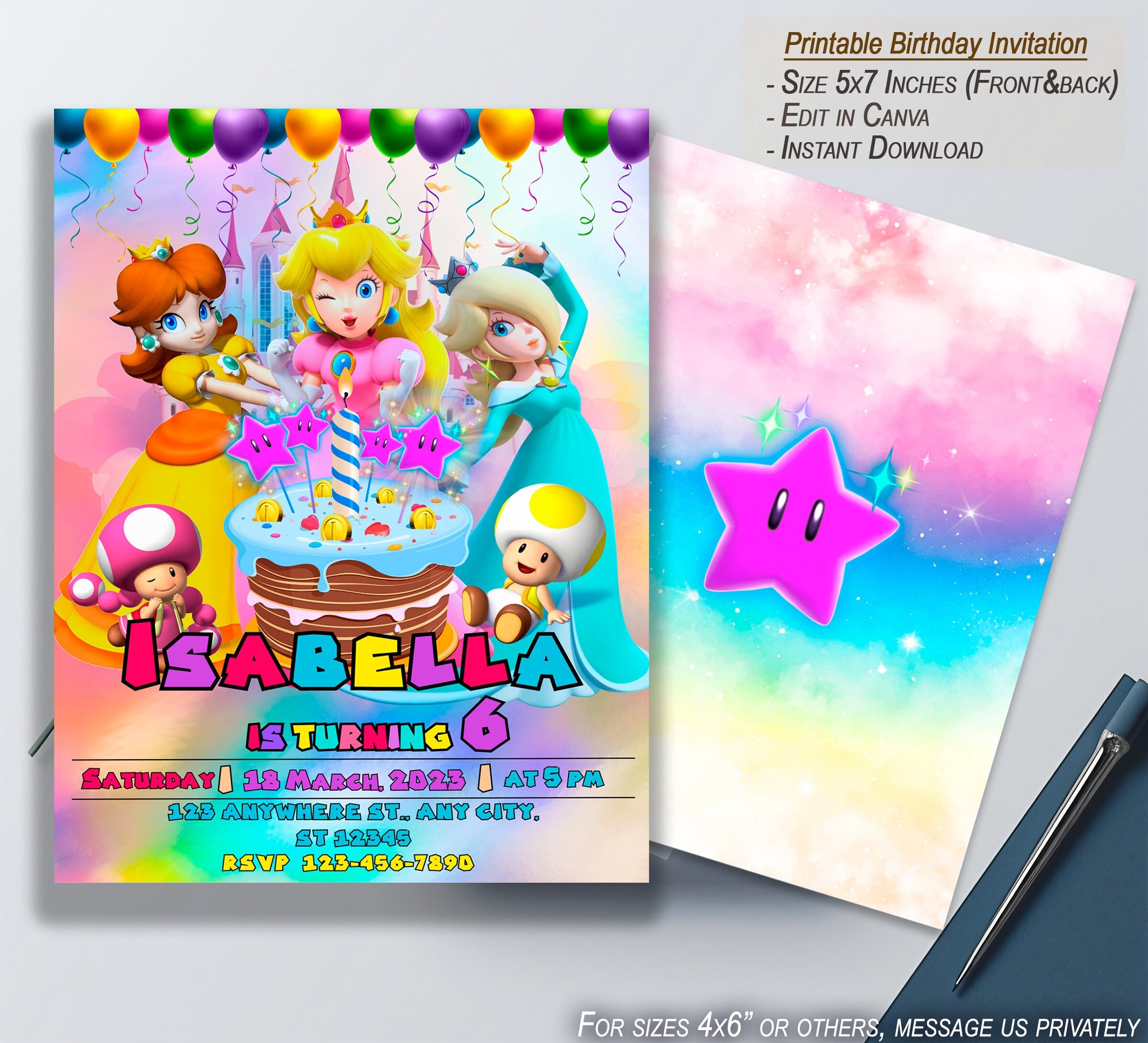Princes Peach Birthday Invitation | Peach Birthday Invite | Printable ...