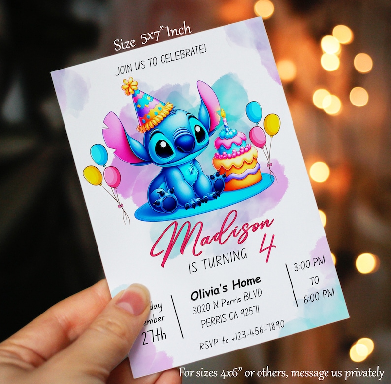 Stitch Birthday Invitation Printable & Editable Template Cute Stitch ...