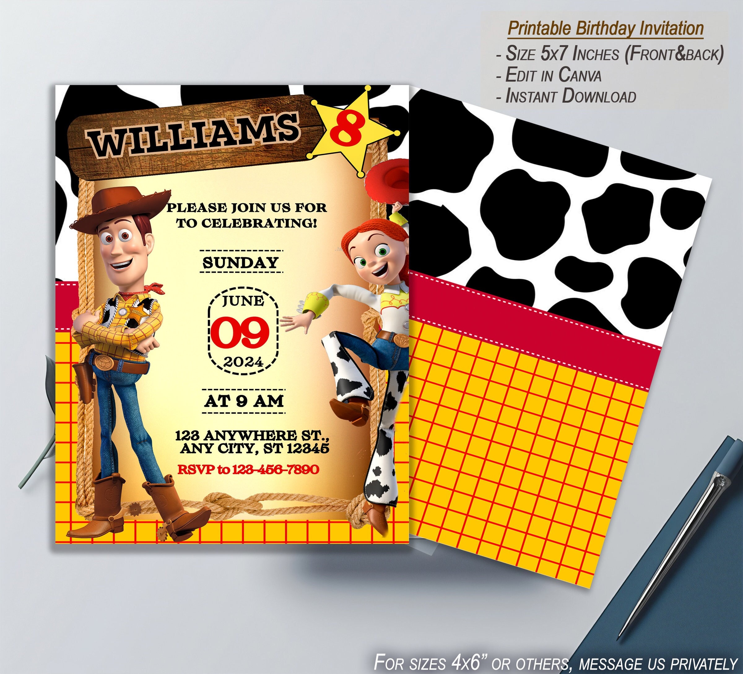 Invitación de cumpleaños de Toy Story / Plantilla editable de Canva de ...