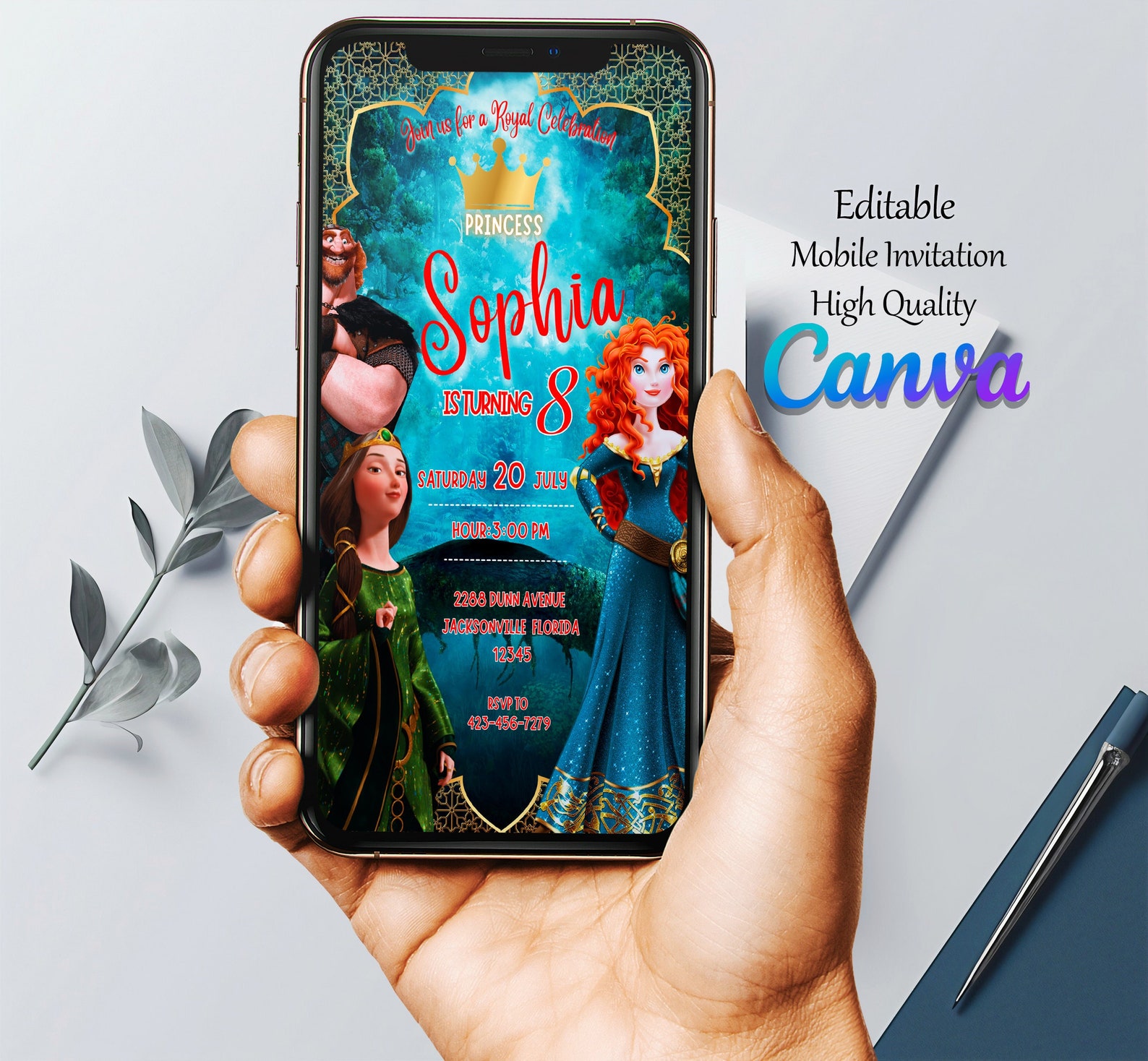 Brave Birthday Invitation Princess Merida Birthday Party Invite ...