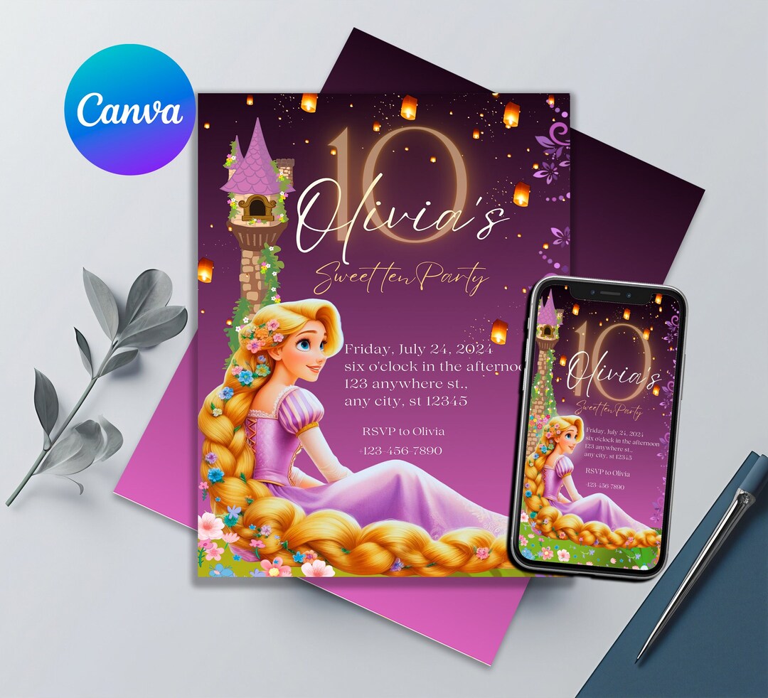 Rapunzel From Tangled Birthday Invitation | Birthday Invite | Printable ...