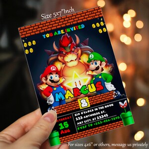 Super Mario Bros Invitation, Mario Birthday Invitation, Super Brothers ...