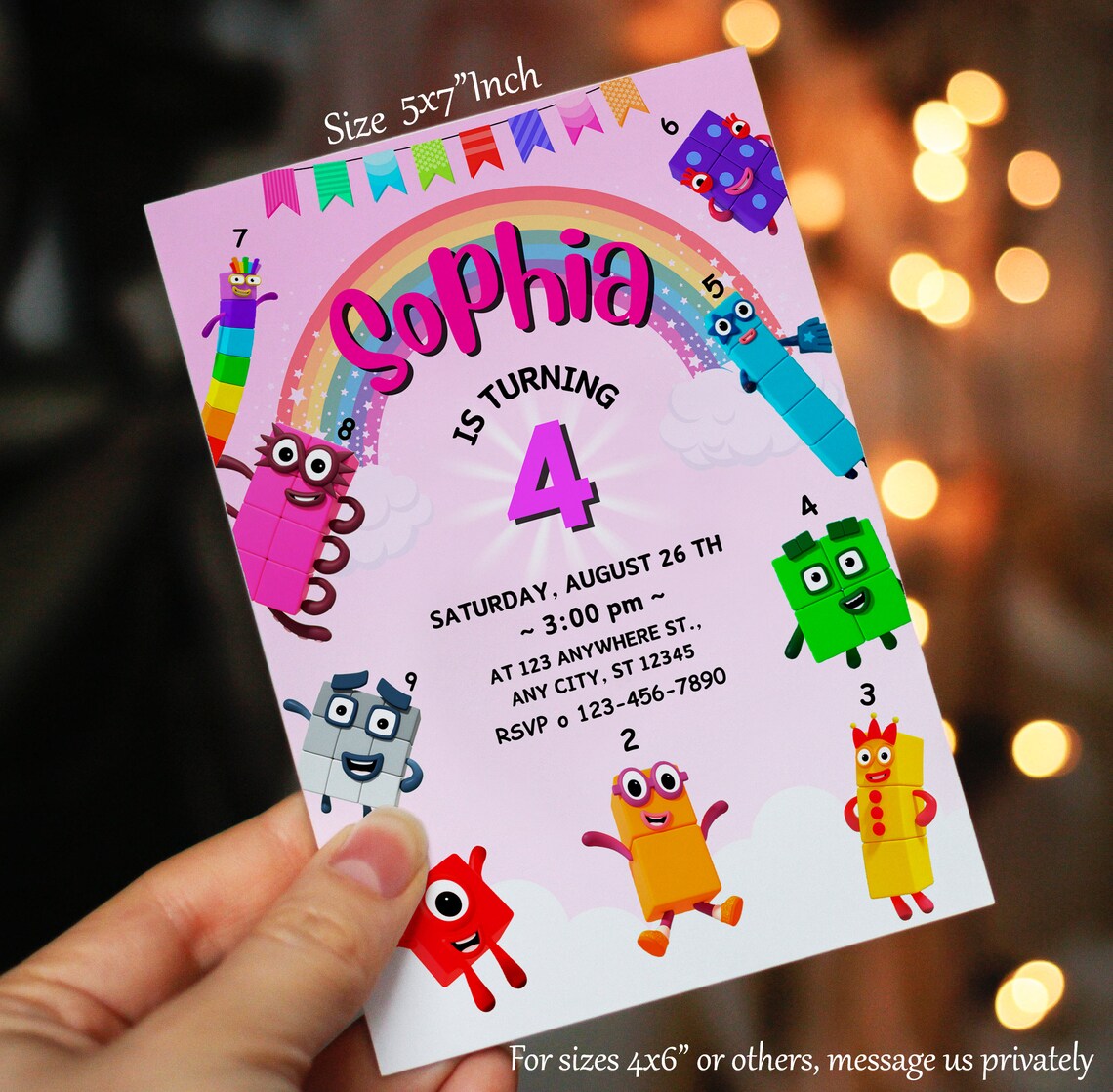 Numberblocks Birthday Invitation Numberblocks Birthday Girl Card ...