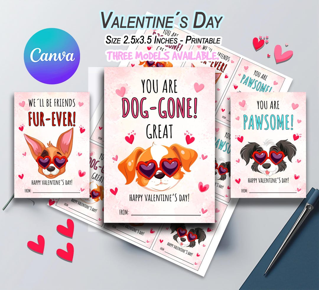 Valentine’s Day Dog Tags Printable | Cute Puppy Valentines for Kids ...