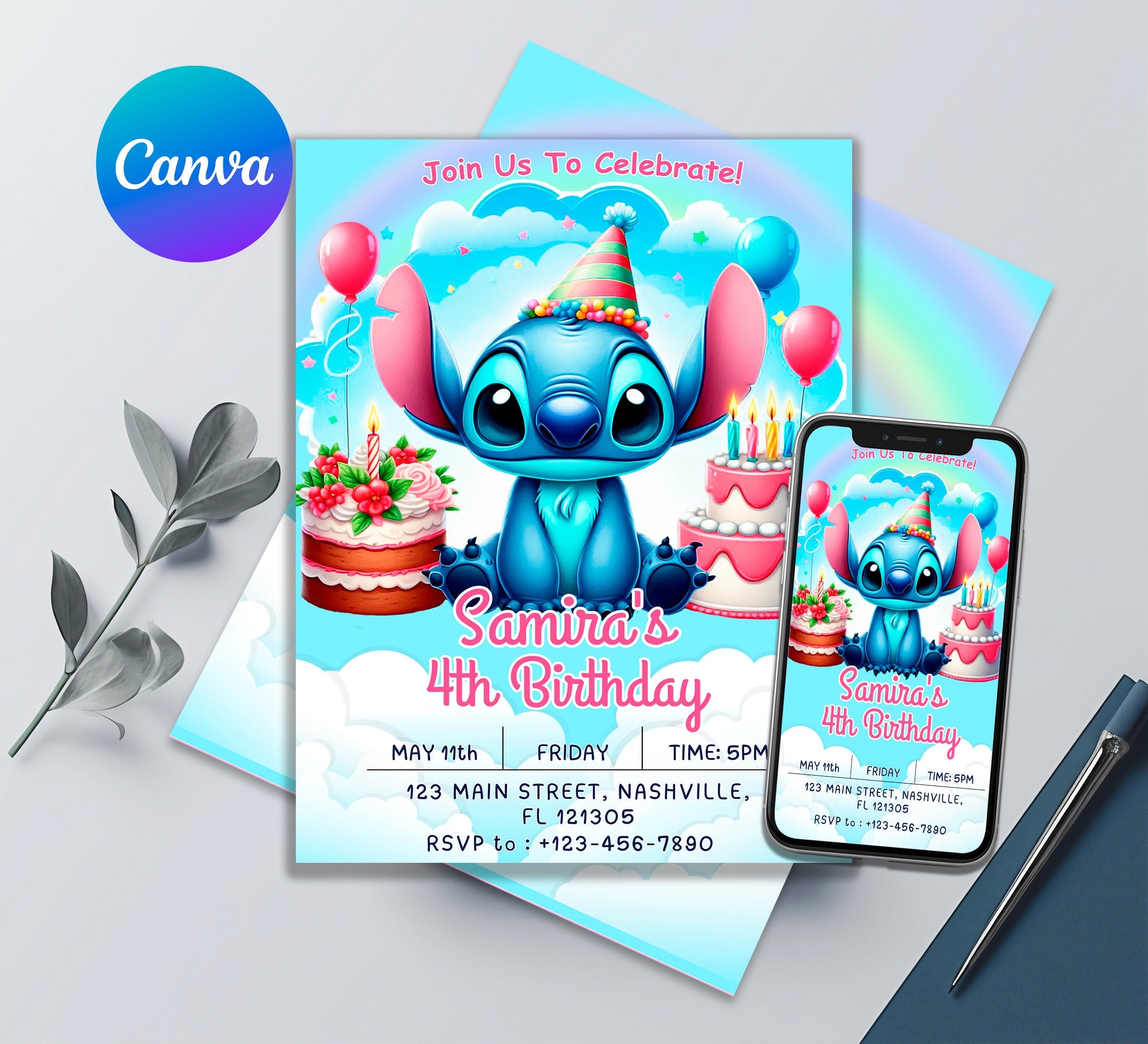 Stitch Birthday Invitation | Editable & Printable Template | Stitch ...