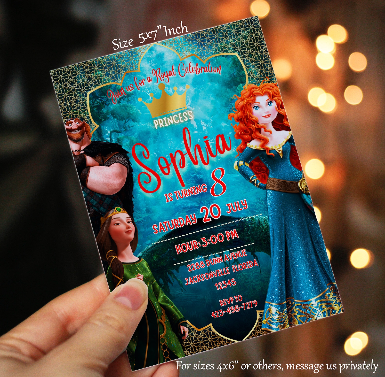 Brave Birthday Invitation Princess Merida Birthday Party Invite ...