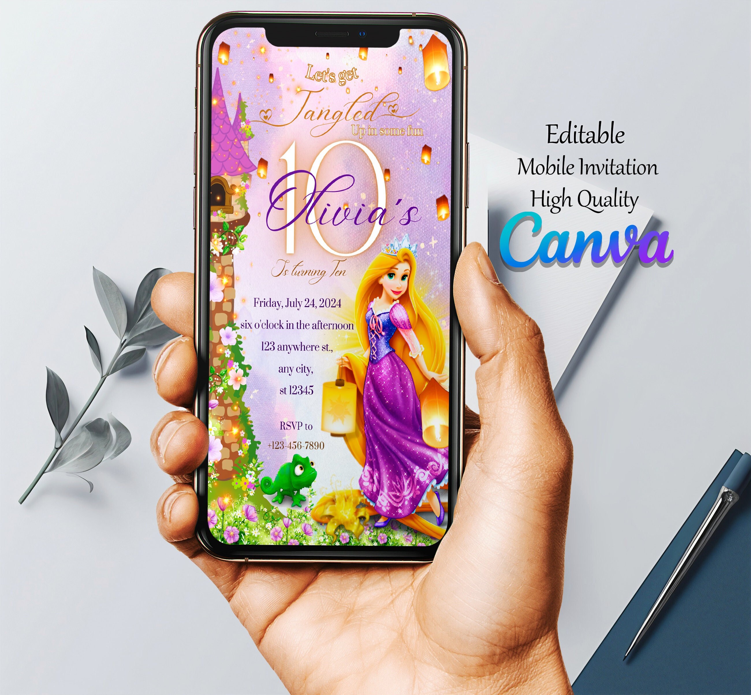 Rapunzel From Tangled Birthday Invitation Birthday Invite Printable ...