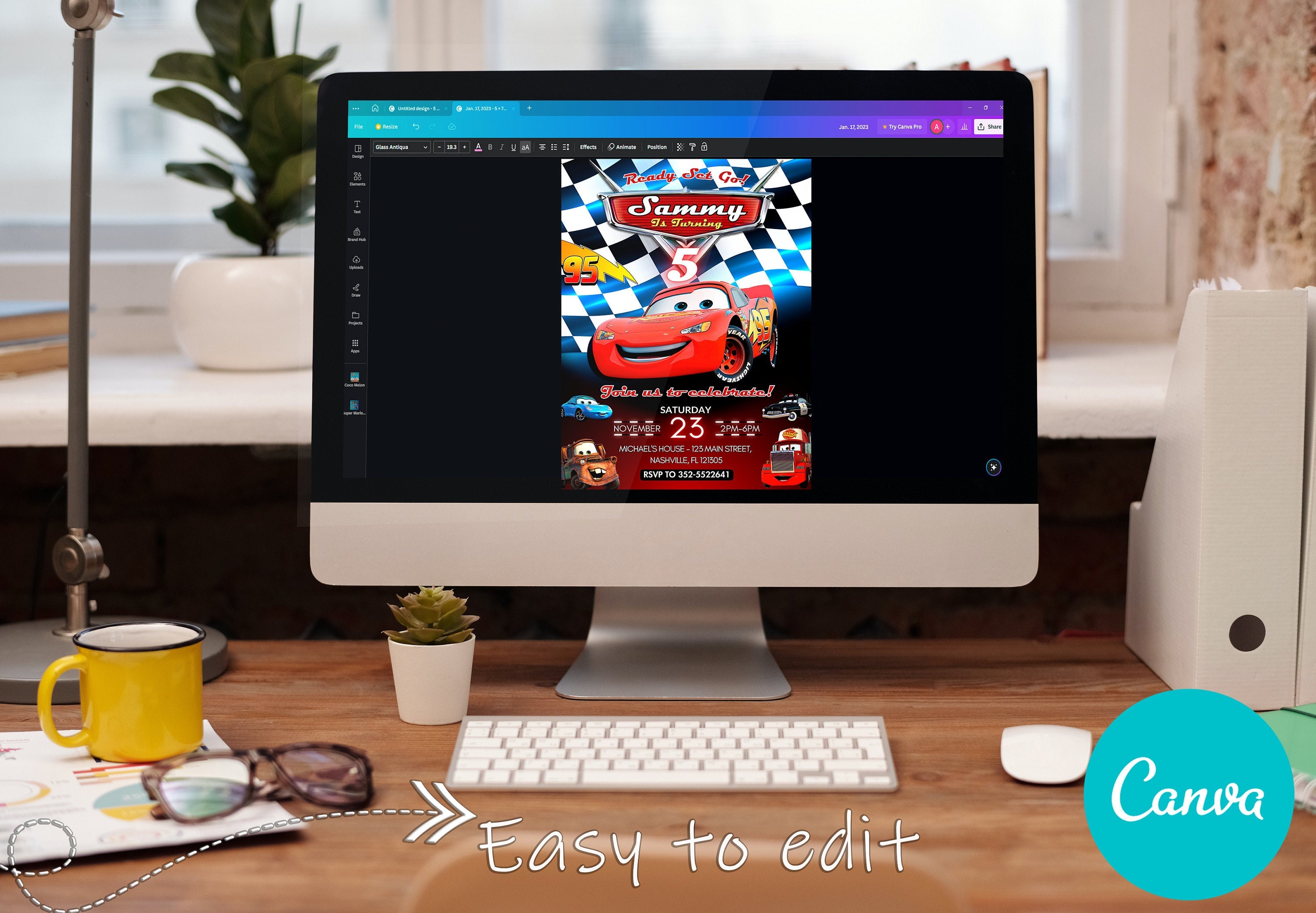 Cars Birthday Invitation | Awesome Lightning Mcqueen Template ...
