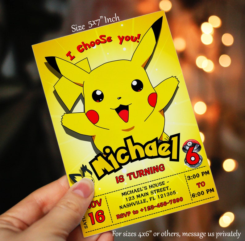 Pikachu Birthday Invitation Awesome Pokemon Party Invite Editable ...