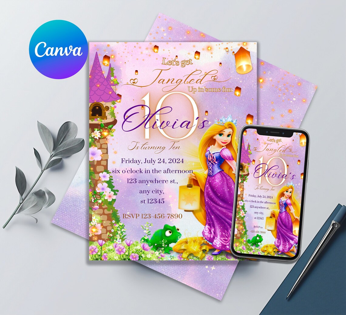 Rapunzel From Tangled Birthday Invitation Birthday Invite Printable ...