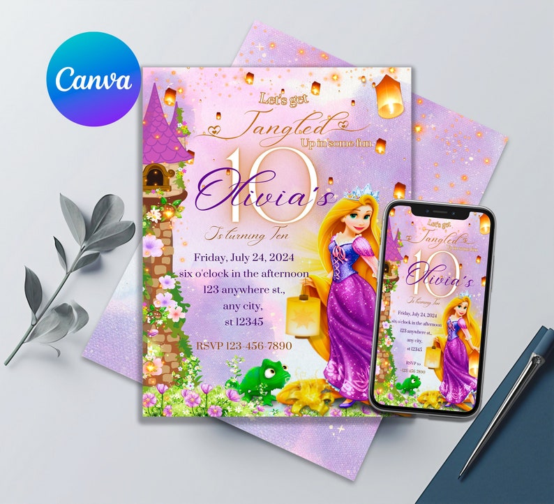 Rapunzel From Tangled Birthday Invitation Birthday Invite Printable ...