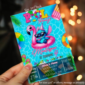 Stitch Pool Party Birthday Invitation | Printable & Editable Template ...