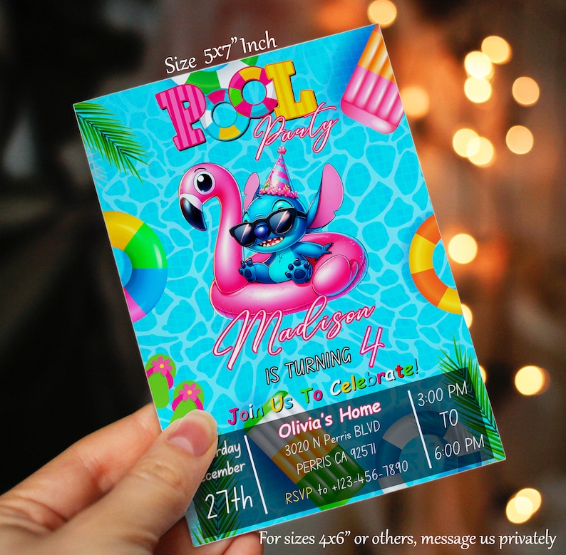Stitch Pool Party Birthday Invitation | Printable & Editable Template ...