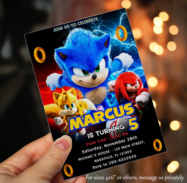 Invitación de cumpleaños de Sonic, impresionante Fiesta de Sonic The ...