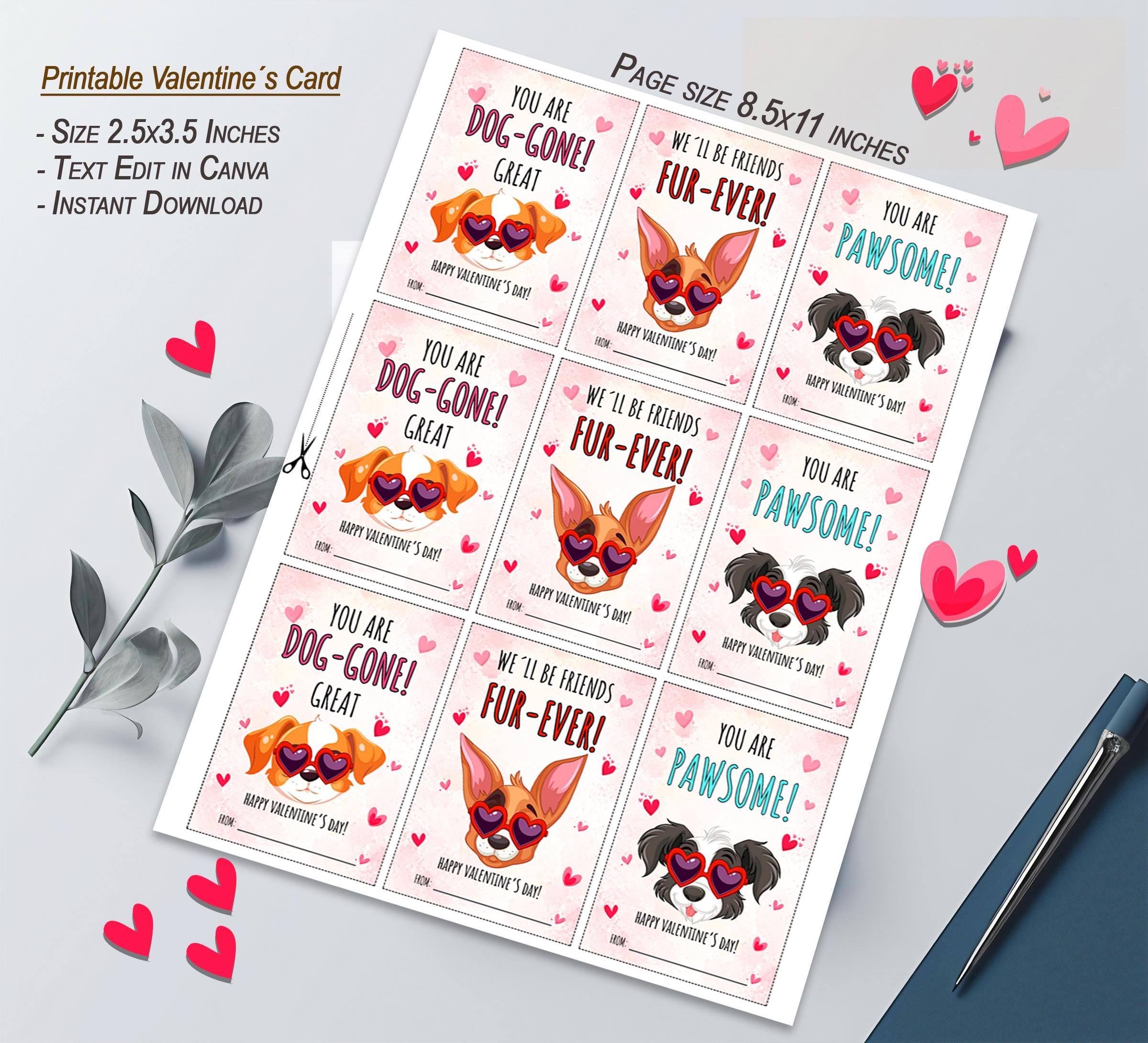 Valentine’s Day Dog Tags Printable | Cute Puppy Valentines for Kids ...