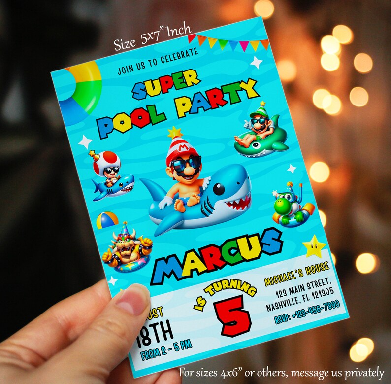 Mario Bros Pool Party Birthday Invitation | Editable & Printable ...