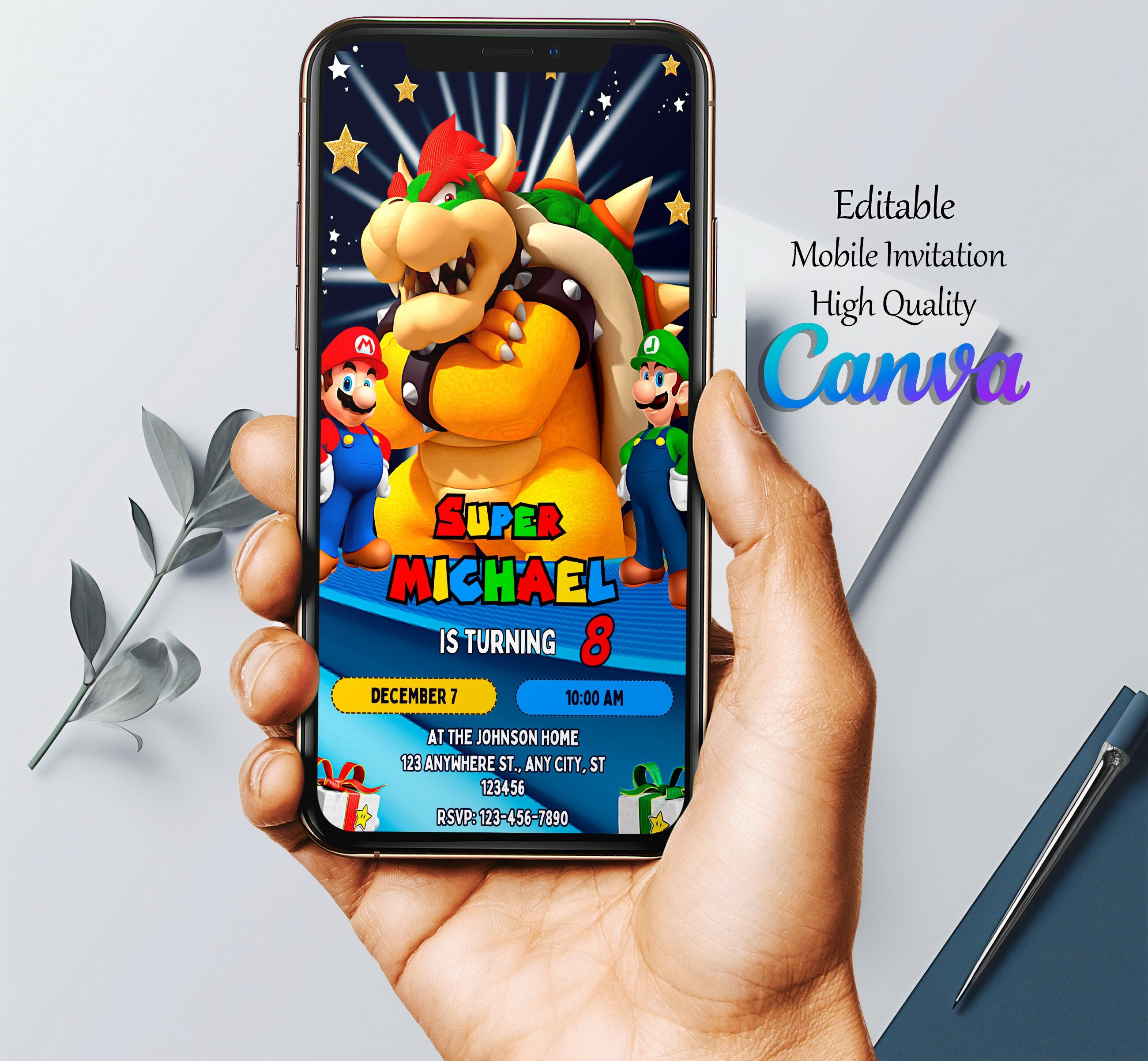 Bowser Birthday Invitation Bowser Birthday Party Invite Printable ...