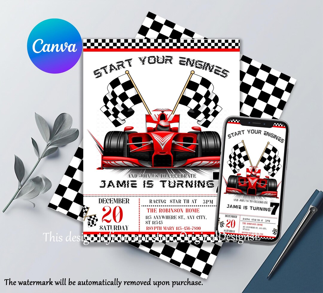 Formula One Birthday Invitation: Editable Race Car Party (digital) - Etsy