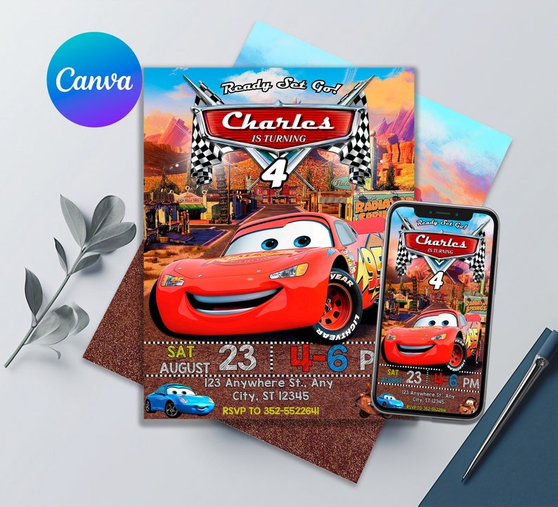 Cars Birthday Invitation, Awesome! Lightning Mcqueen Invitation ...