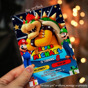 Bowser Birthday Invitation | Bowser Birthday Party Invite | Printable ...