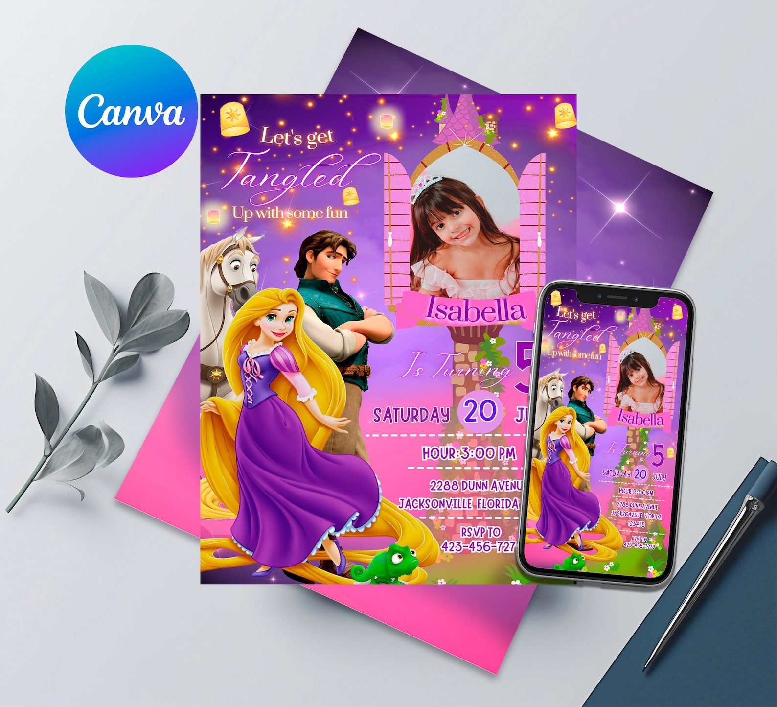 Rapunzel From Tangled Birthday Invitation | Birthday Invite | Printable ...