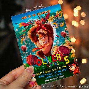 Donkey Kong Birthday Invitation, Printable Editable Party Invite ...