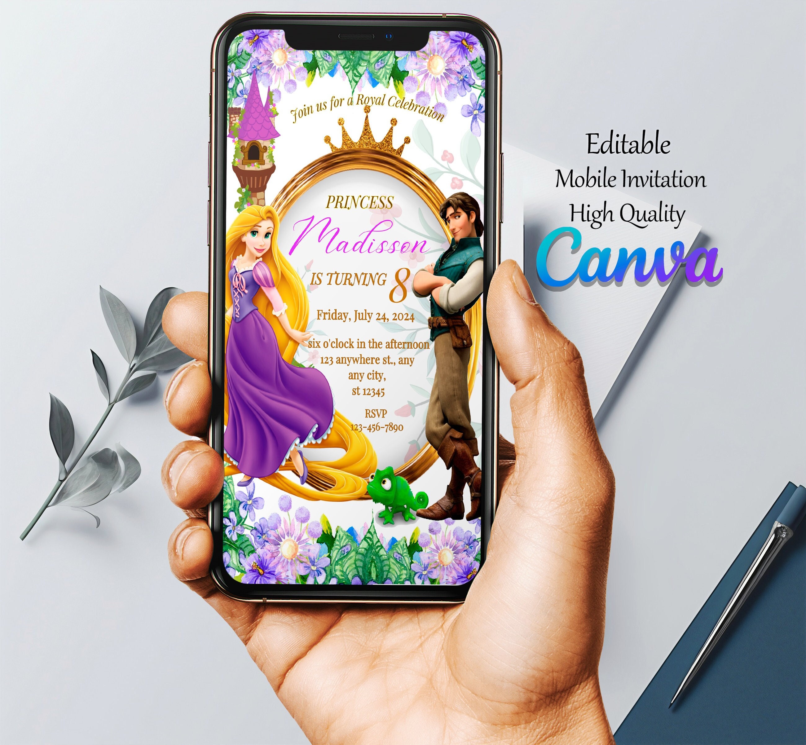 Rapunzel From Tangled Birthday Invitation | Birthday Invite | Printable ...