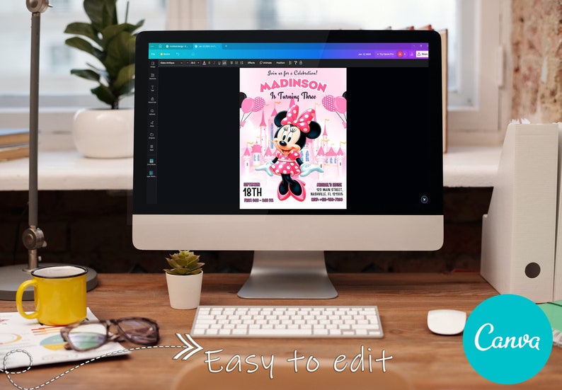 Minnie Birthday Invitation Cute Minnie Mouse Template Printable ...